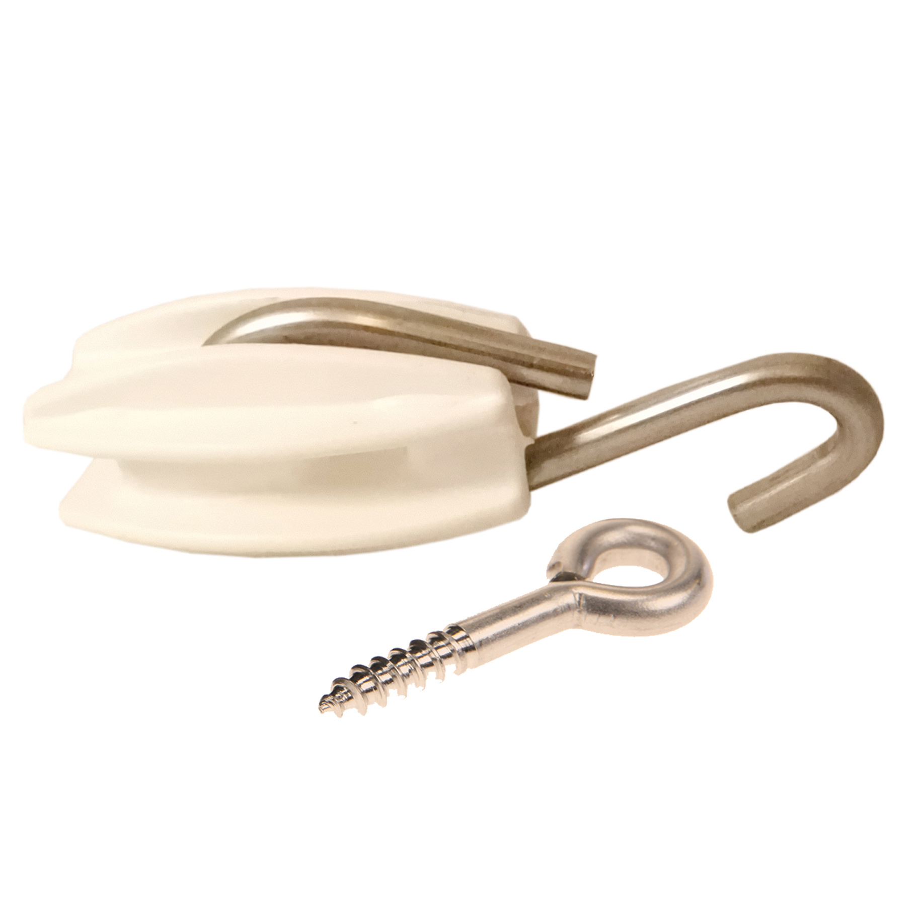 Ei-isolatoren, wit met 1 RVS / Inox met haak en schroefoog, per 50 ...